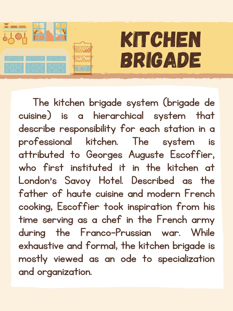 Importance of the Kitchen Brigade System | PDF