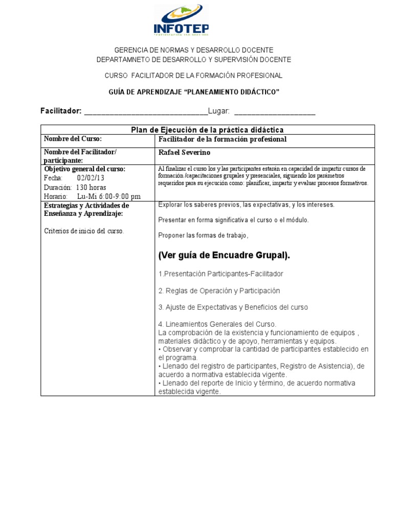3 PLAN DE EJECUCION DE LA PRACTICA DIDACTICA Lleno | PDF | Evaluación ...