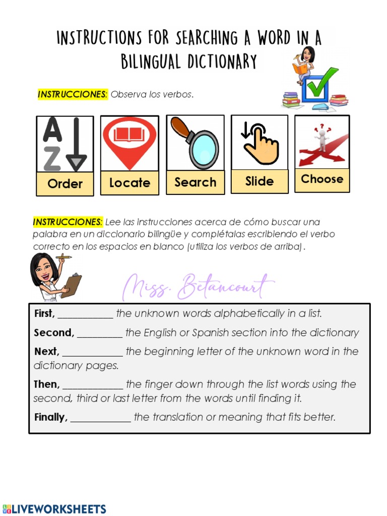 Instructions For Searching A Word in A Bilingual Dictionary | PDF ...