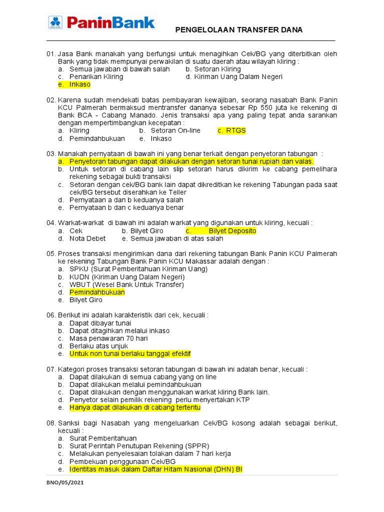 Soal2 Pengelolaan Transfer Dana | PDF
