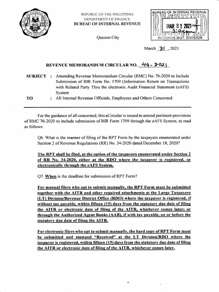 RMC No. 44-2021 Revised | PDF | United States Law | Economies