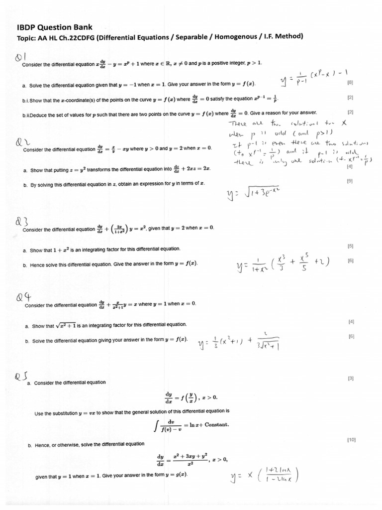 IBDP Question Bank AA HL Ch.25CDFG (With Worked Solutions) 2 | PDF