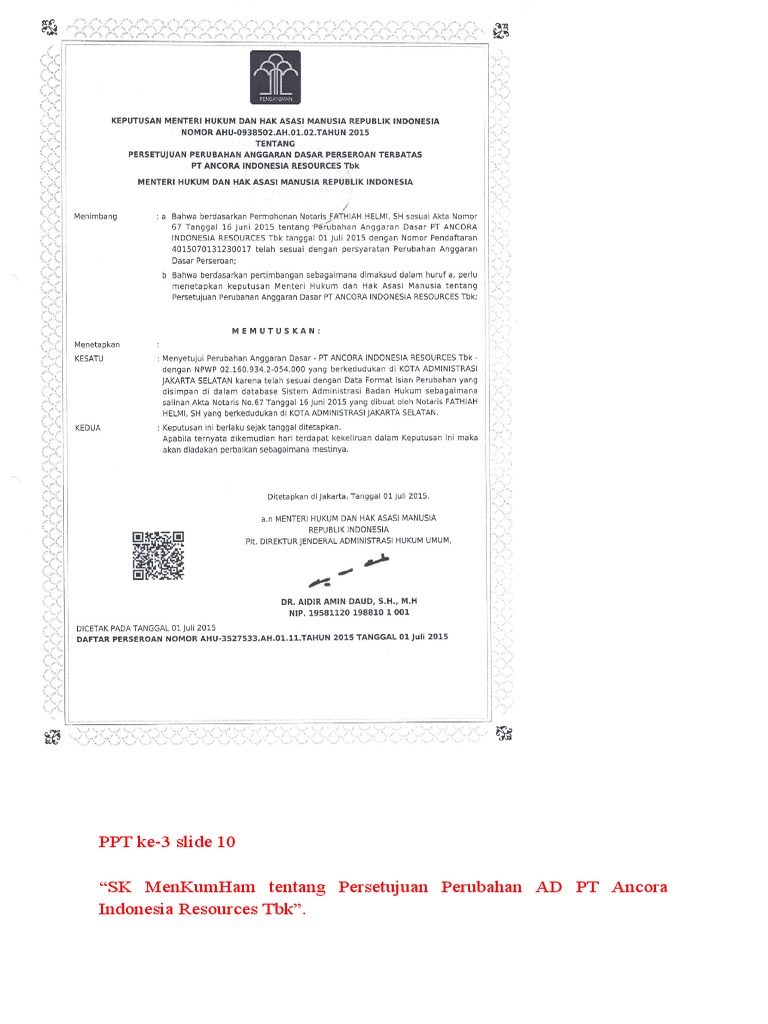 PLKH 2 (Tugas 2) Akta Perubahan Ad - Patrick Vallerio | PDF