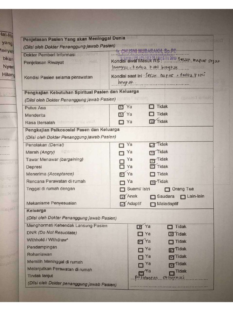 Pap 5.1 Bukti Form Pengkajian Akhir Hayat Awal Lanjutan | PDF