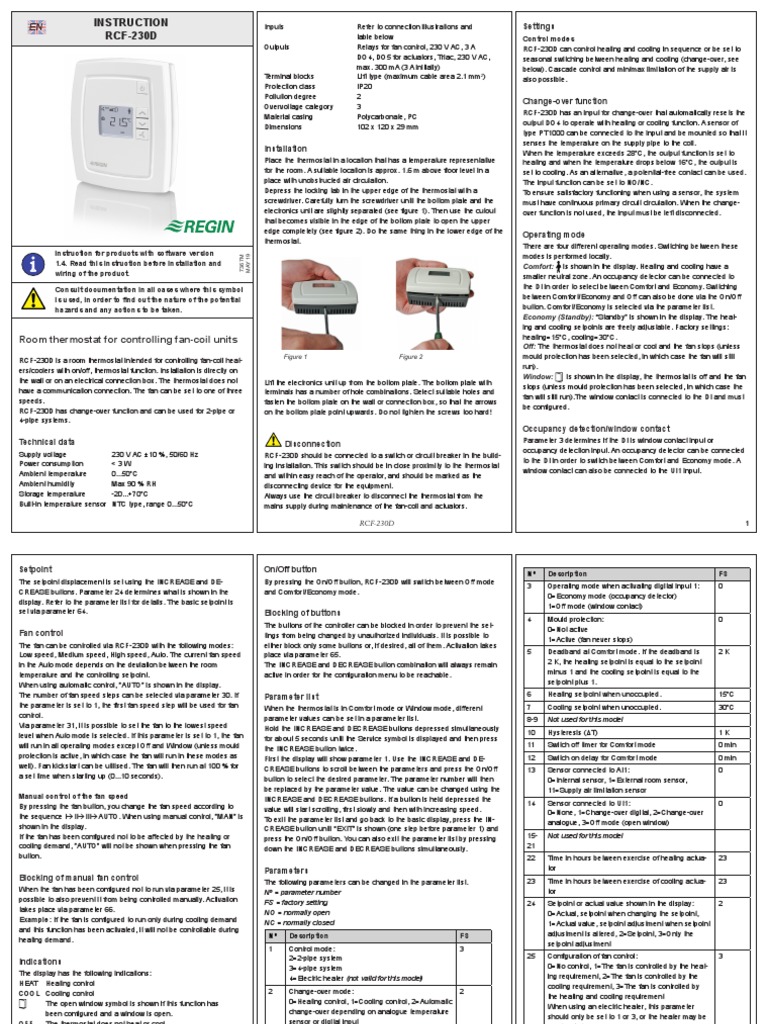 Rcf-230d Inst en SV de FR | PDF | Thermostat | Switch