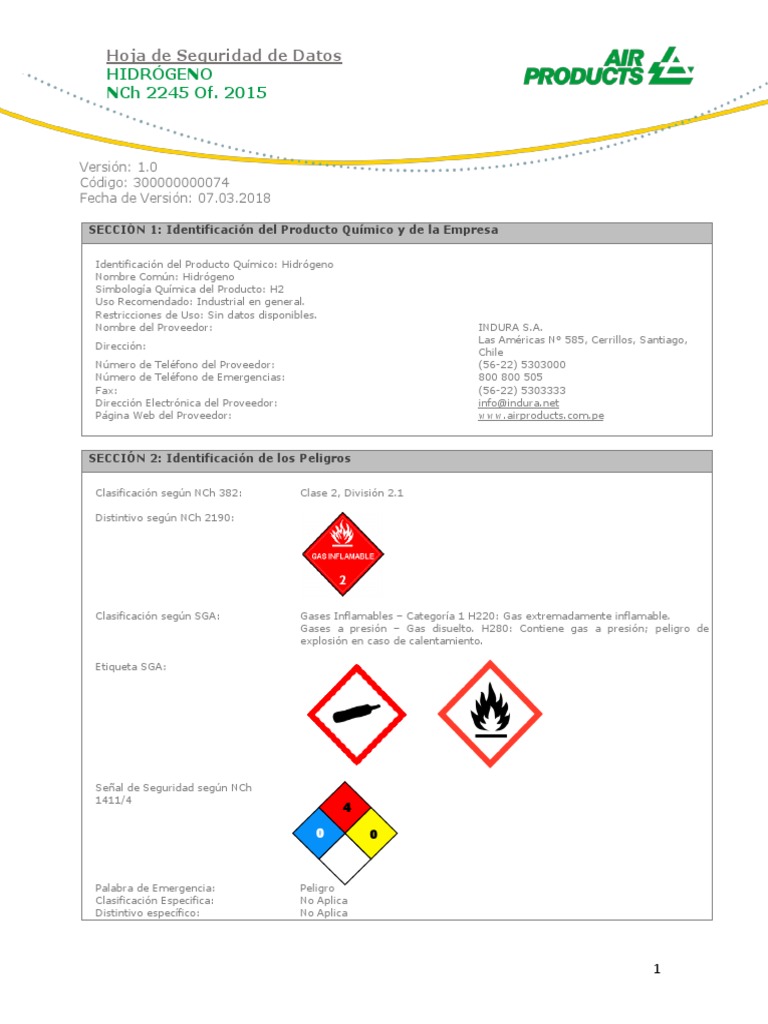 HDS Hidrógeno | PDF | Oxígeno | Gases