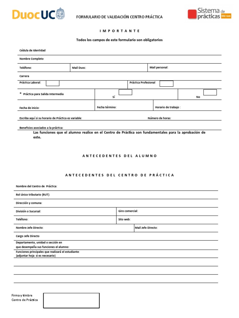 Formulario Validación Centro Práctica | PDF | Crecimiento personal y profesional | Negocios