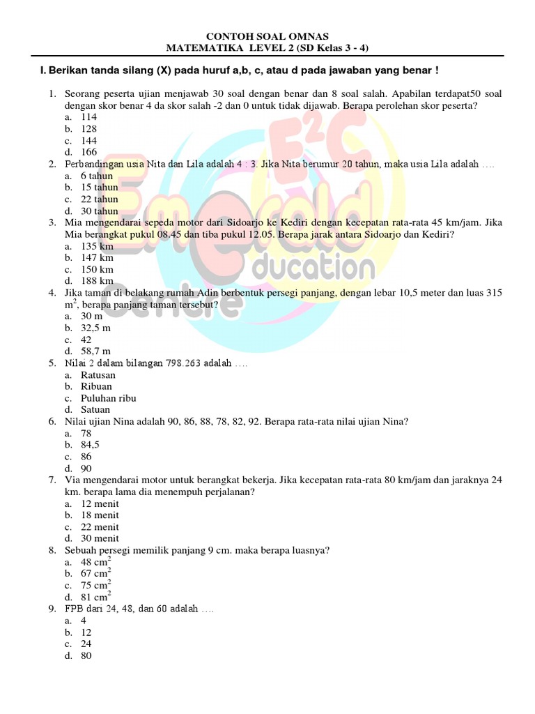 Contoh Soal OMNAS Matematika Level 2 | PDF
