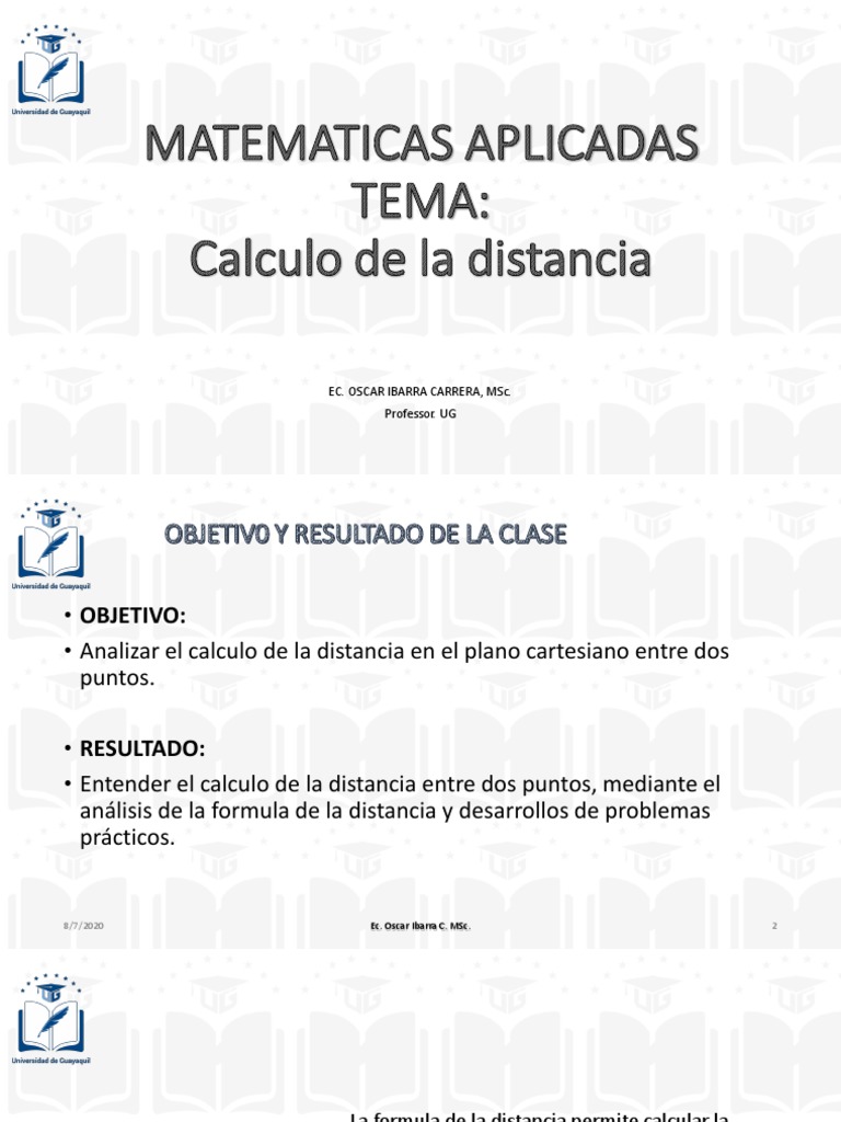 DA. Clase. Calculo de La Distancia | PDF | Ecuaciones | Matemática Elemental