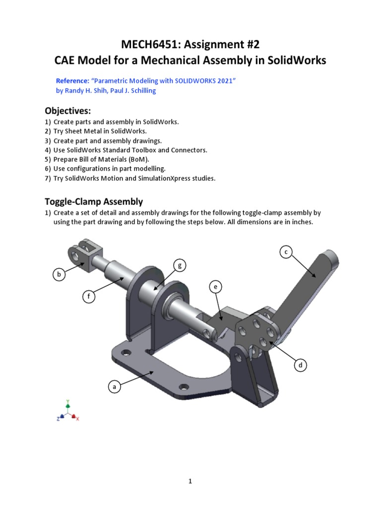 Assignment #2 CAE Model For A Mechanical Assembly in SolidWorks | PDF ...
