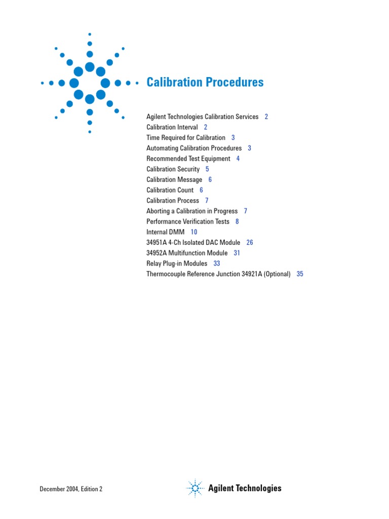 34980A Cal Procedures | PDF | Calibration | Verification And Validation