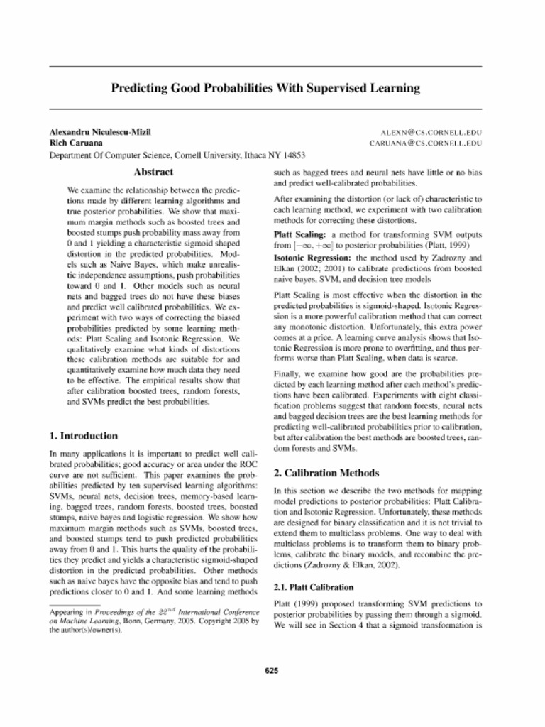 Predicting Good Probabilities With Supervised Learning | PDF