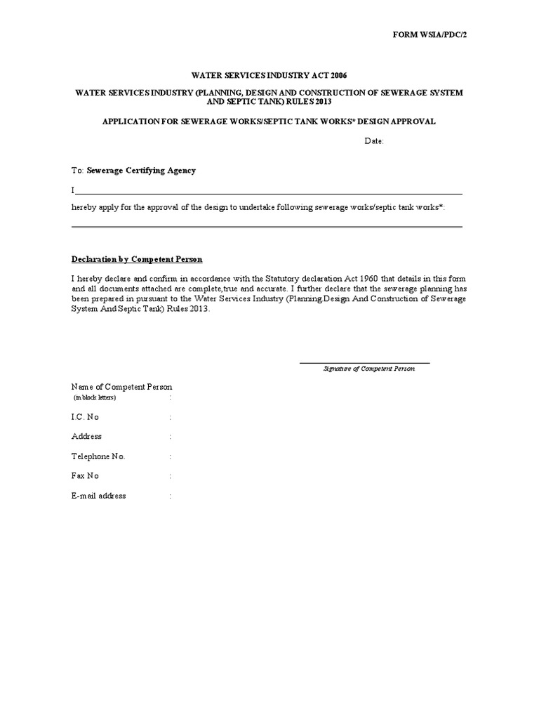 Sewerage Works Design Approval Form | PDF | Finance & Money Management ...
