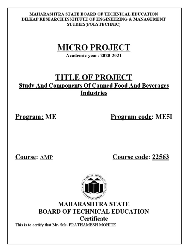 Micro Project Format | PDF | Foods | Nutrients