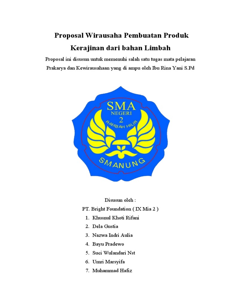 Proposal Wirausaha Pembuatan Produk Kerajinan Dari Bahan Limbah | PDF