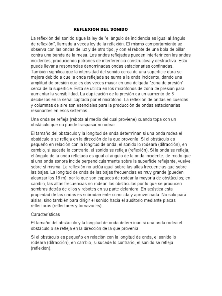 Reflexión y Refracción del Sonido | PDF | Olas | Reflexión (Física)