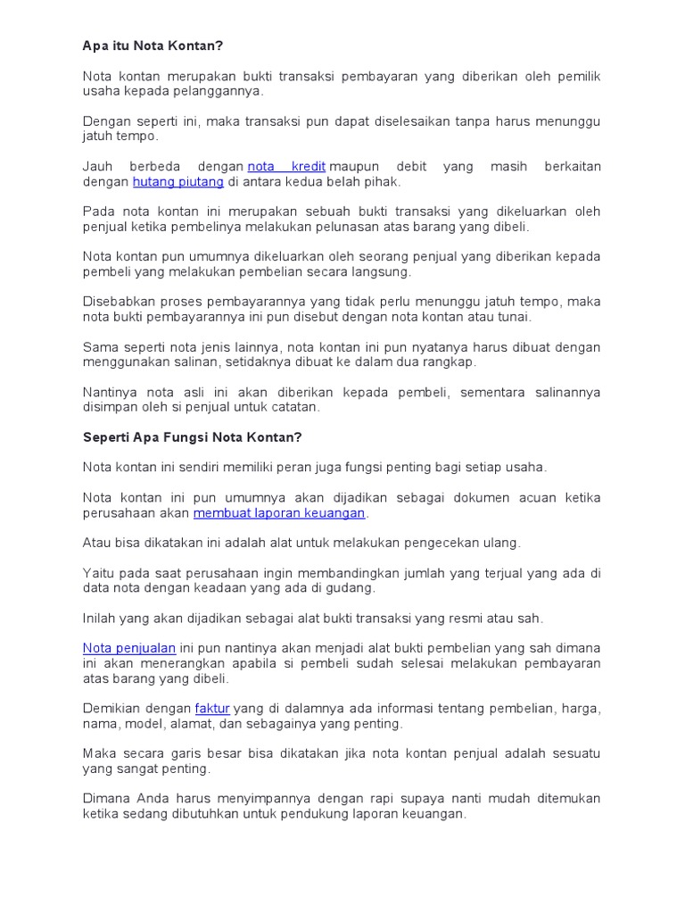 Panduan Lengkap Nota Kontan | PDF