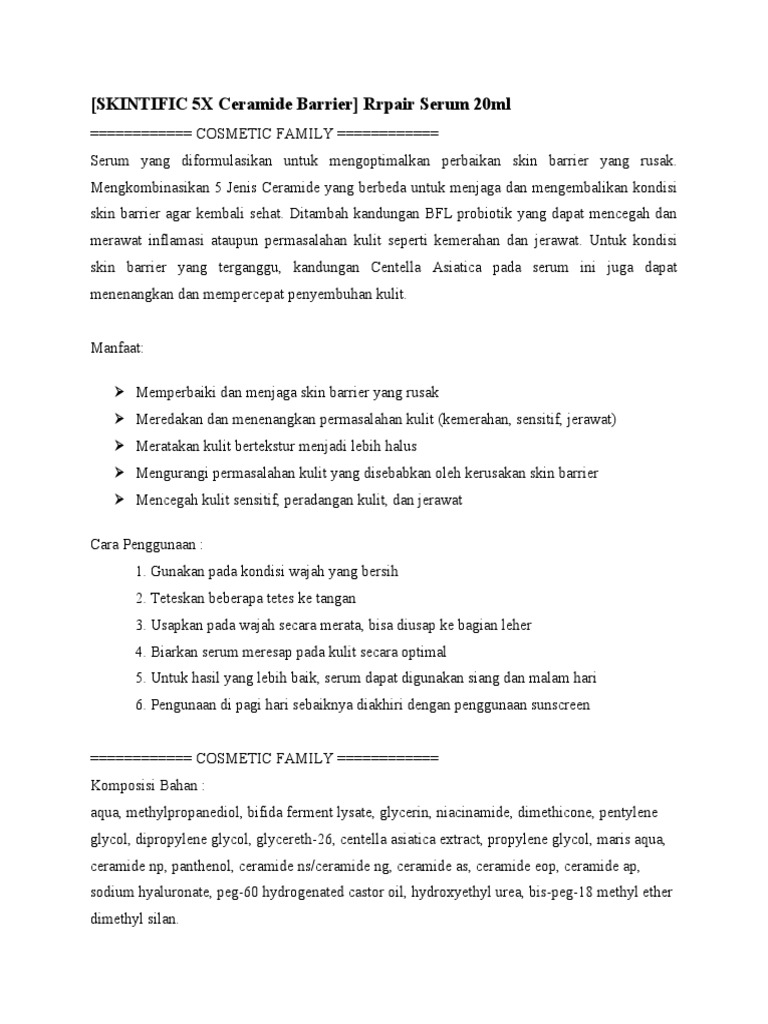 Serum Perbaikan Skin Barrier Skintific | PDF | Bisnis | Pengembangan Diri