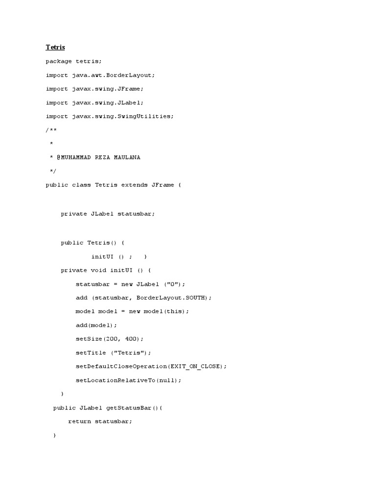 Source Tetris Pdf Object Oriented Programming Programming Paradigms 3744