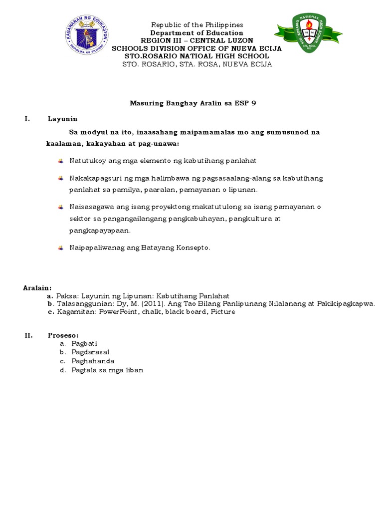 1ST Week-Esp 9 DLP | PDF