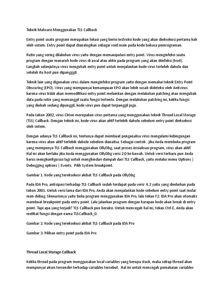 Teknik Malware Menggunakan TLS Callback | PDF
