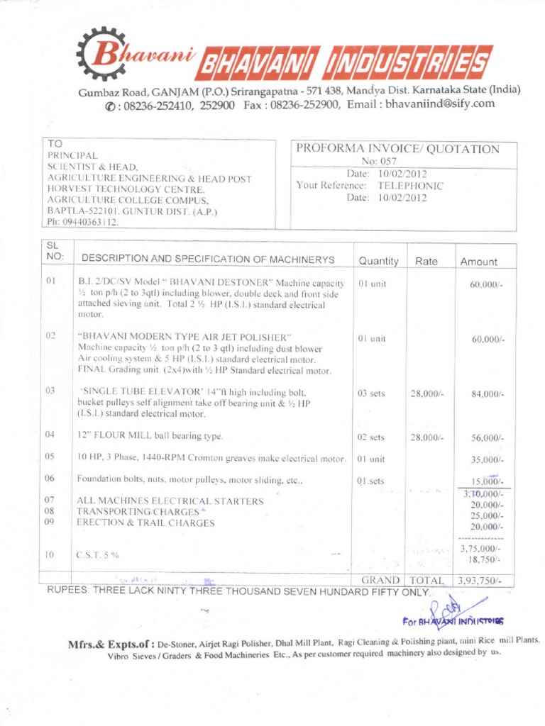 Bhavani Industies Mysore | PDF