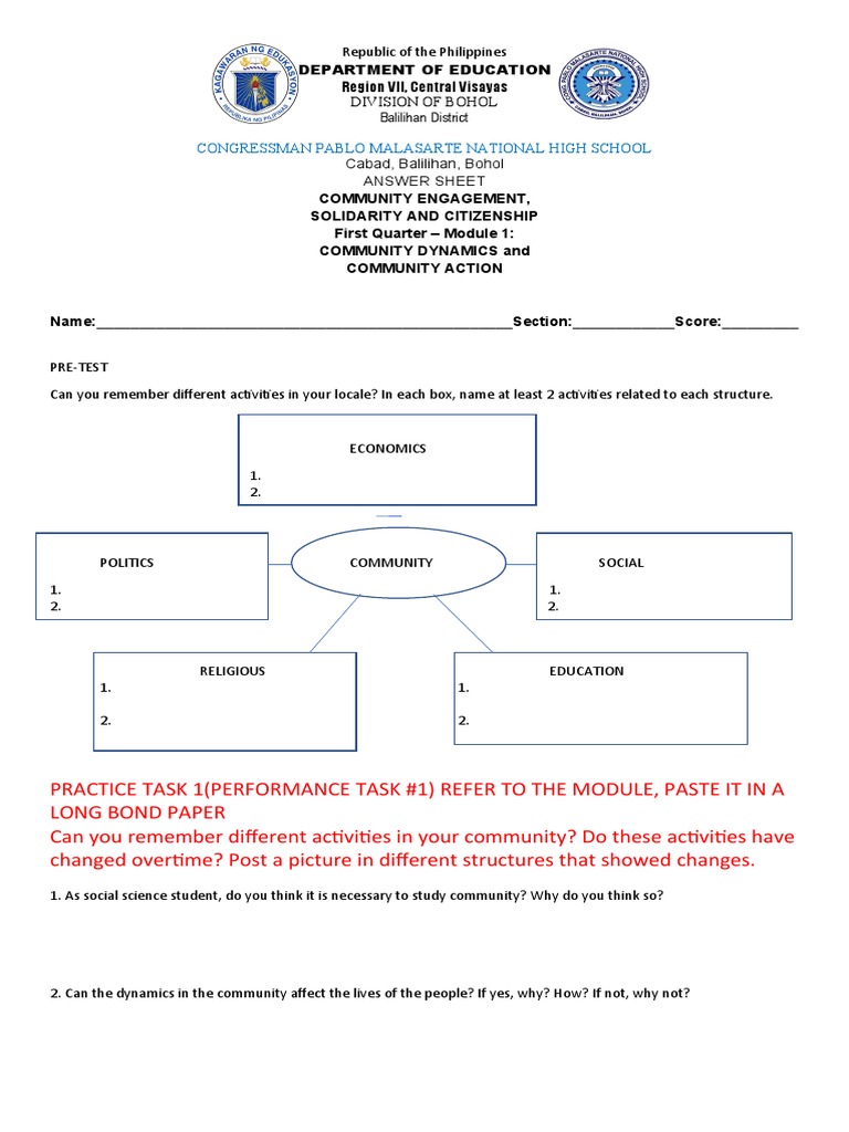 Answer Sheet Cesc | PDF | Multiple Choice | Community