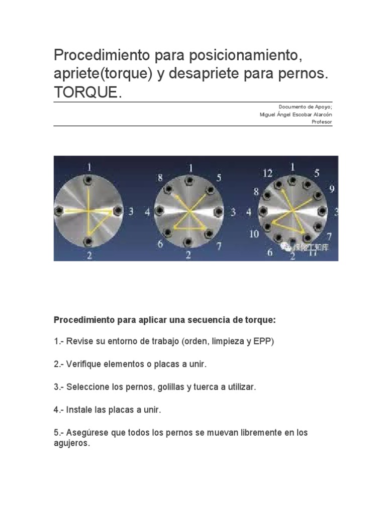 Procedimiento para Apriete de Pernos TORQUE | PDF