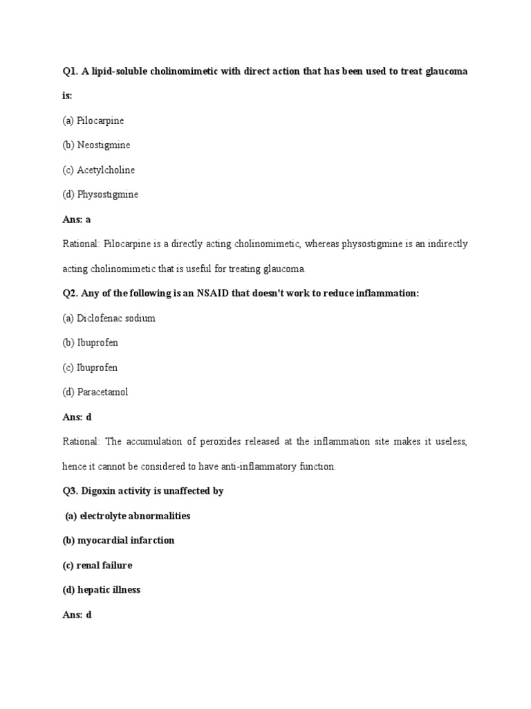 Pharma Question | PDF | Medical Specialties | Clinical Medicine