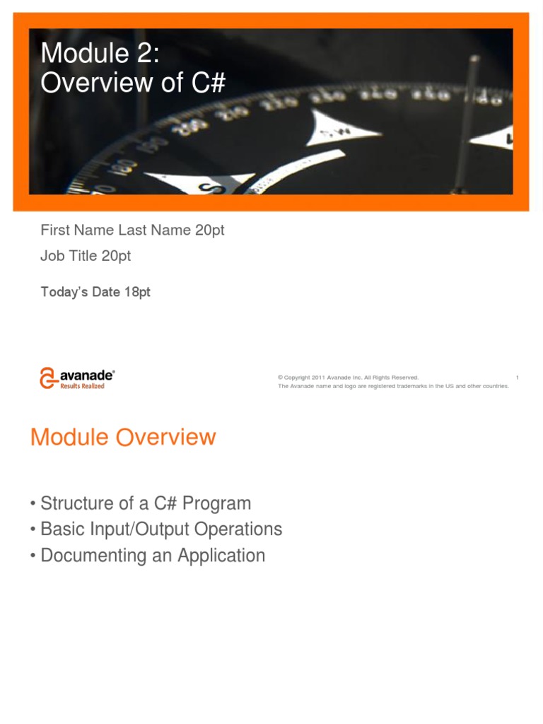 Avanade Capability - NET - CSharp - Module 2 - Overview of CSharp | PDF | C Sharp (Programming ...