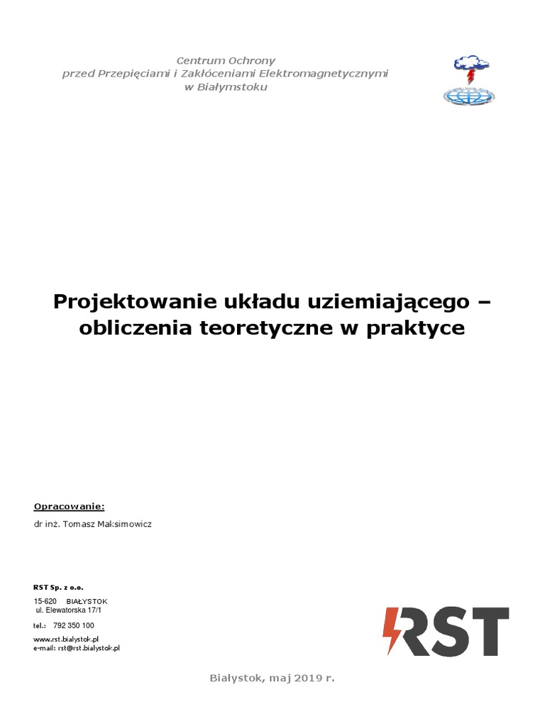 Projektowanie Układu Uziemiającego Obliczenia Teoretyczne W Praktyce | PDF