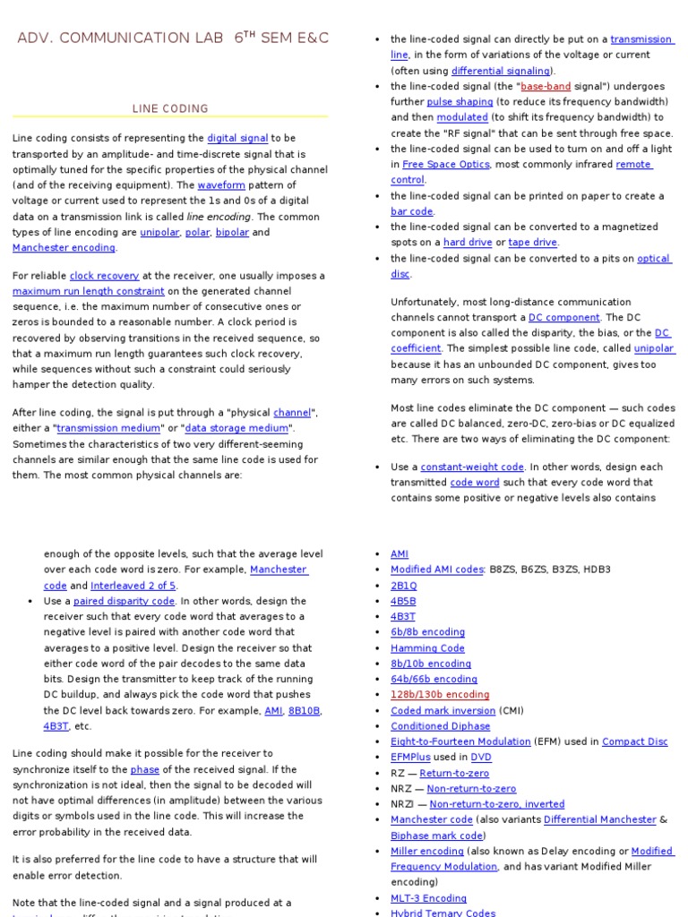 Line Coding | PDF | Data | Electronic Engineering