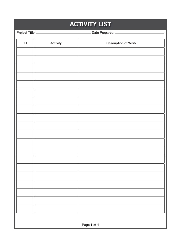 Activity List Template | PDF