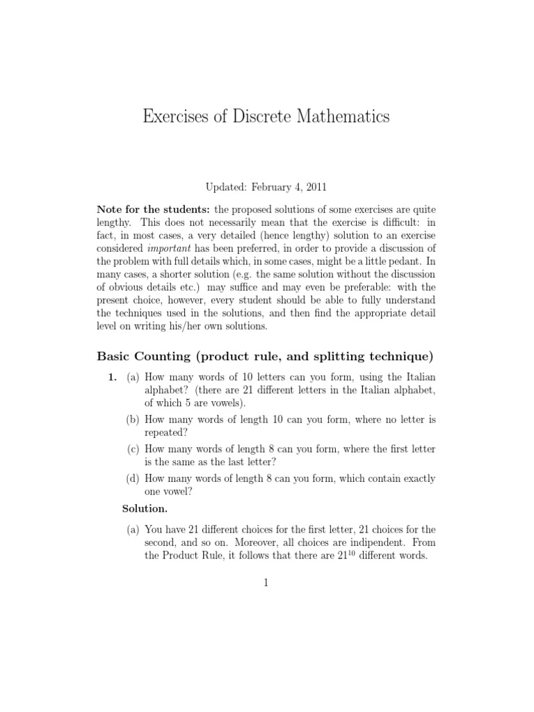 Discrete Mathematics Exercises | PDF | Vertex (Graph Theory) | Graph Theory