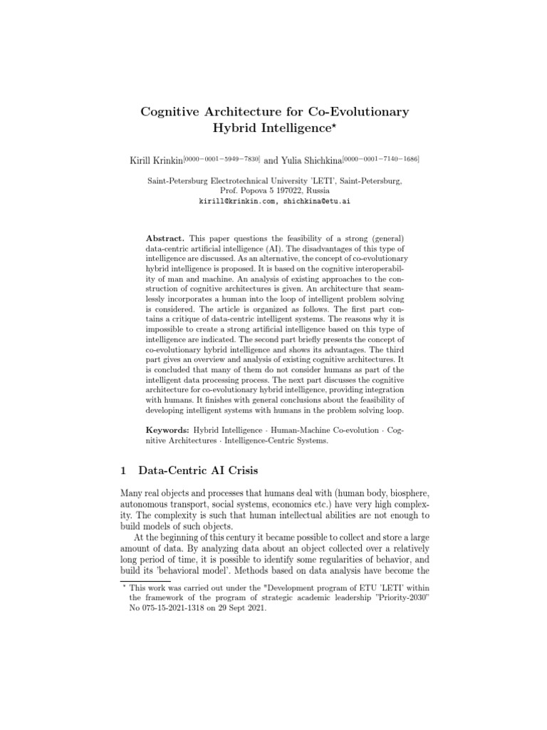 Krinkin Cognitive Architecture | PDF | Artificial Intelligence ... Krinkin Cognitive Architecture | PDF | Artificial Intelligence ...