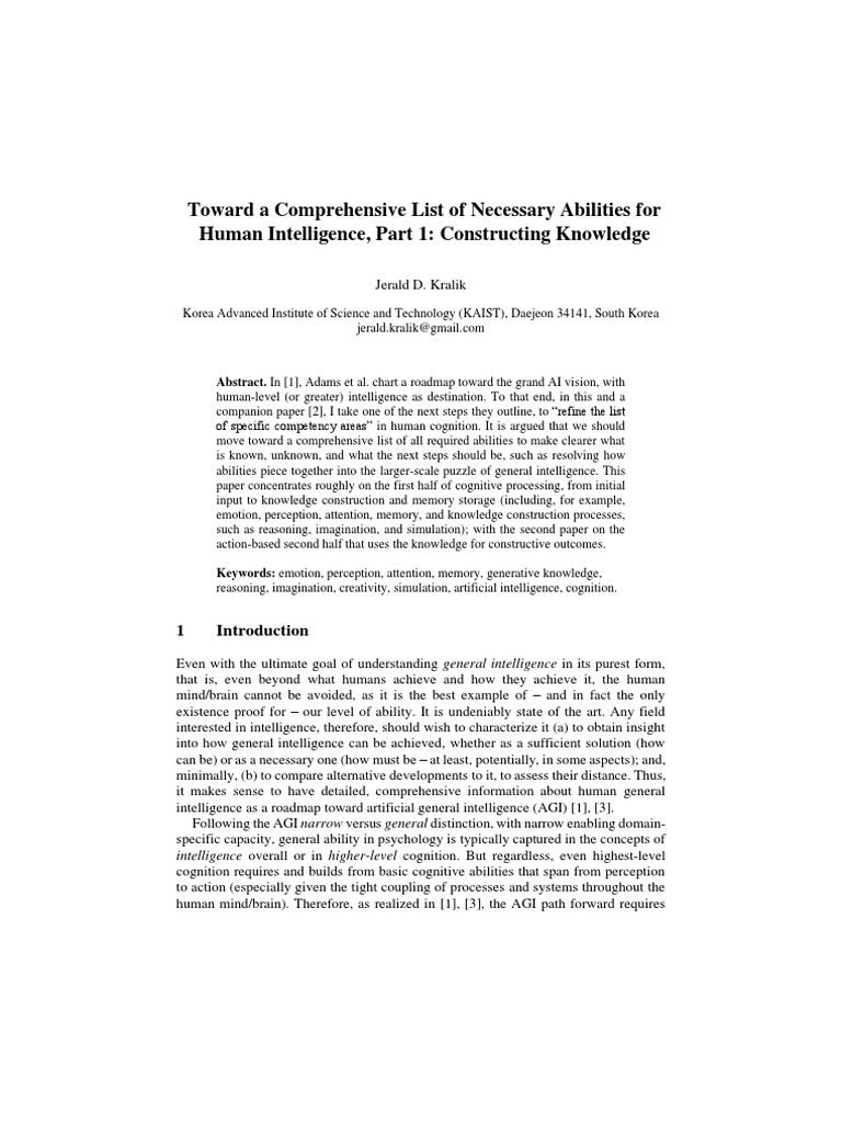 Kralik Human Intelligence Part 1 | PDF | Perception | Emotions