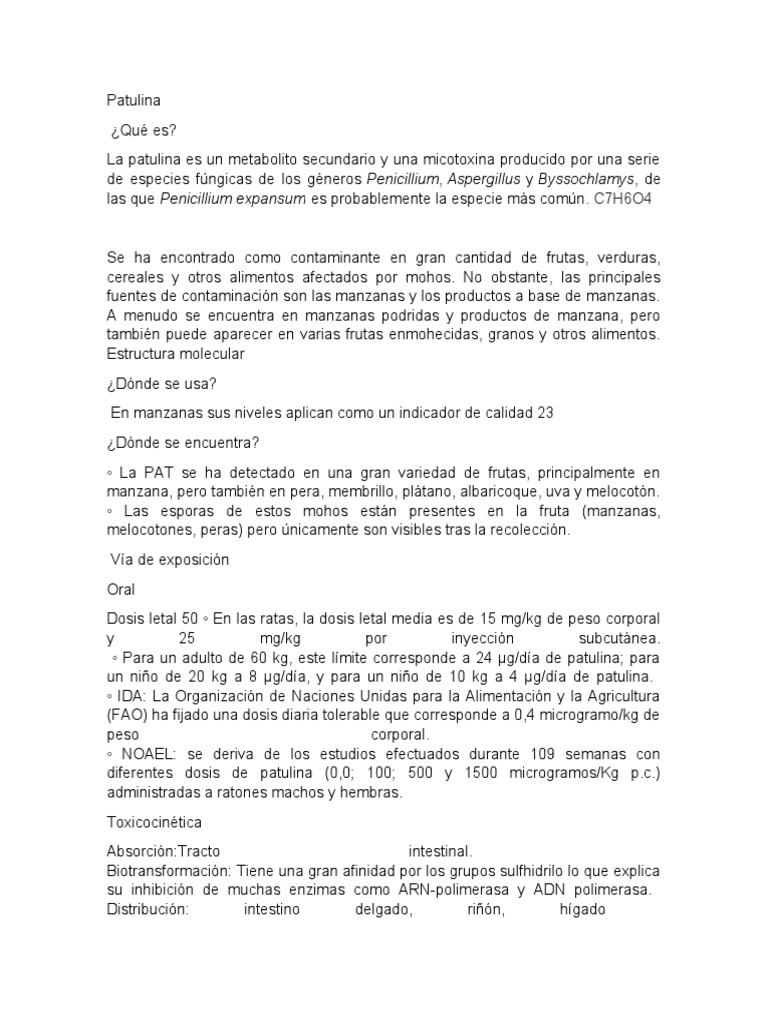 Patulina | PDF | Micotoxinas