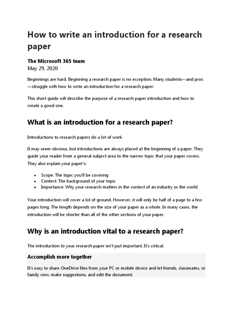 How To Write An Introduction For A Research Paper | PDF | Academic Publishing | Human Communication