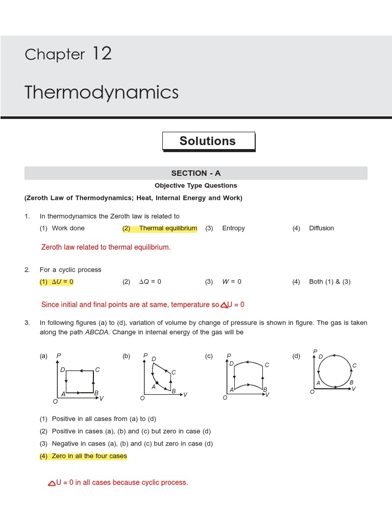 12.thermodynamics MCQ | PDF | Heat | Temperature
