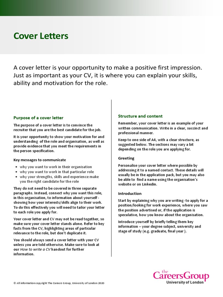 Cover Letters and Personal Statements | PDF