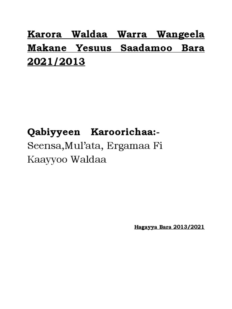 Karora Waldaa Word | PDF