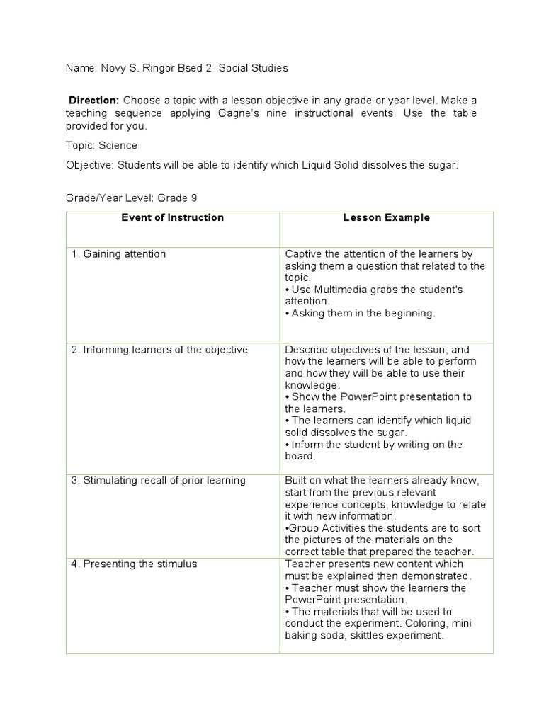 Gagne's Nine Events | PDF | Learning | Teachers