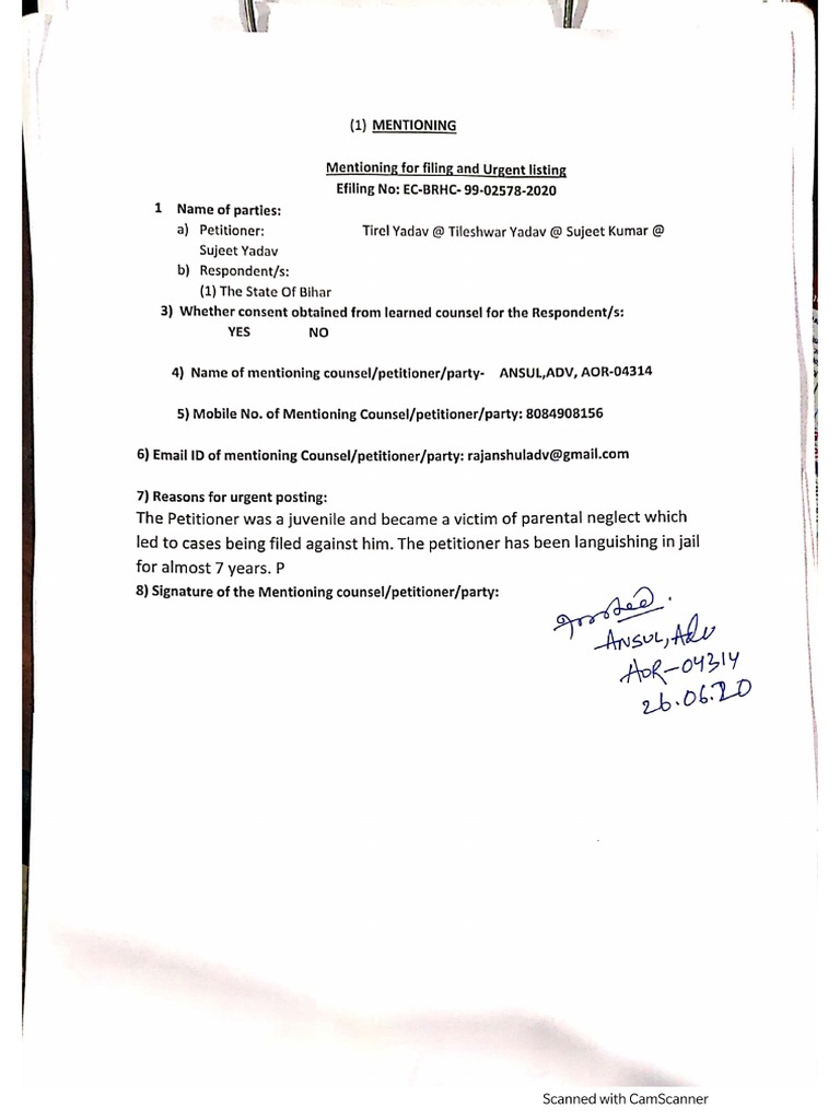 High Court Mention Format | PDF