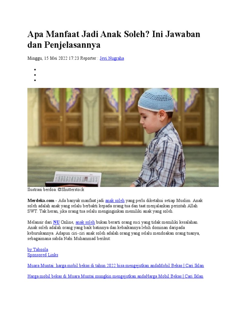 Apa Manfaat Jadi Anak Soleh | PDF