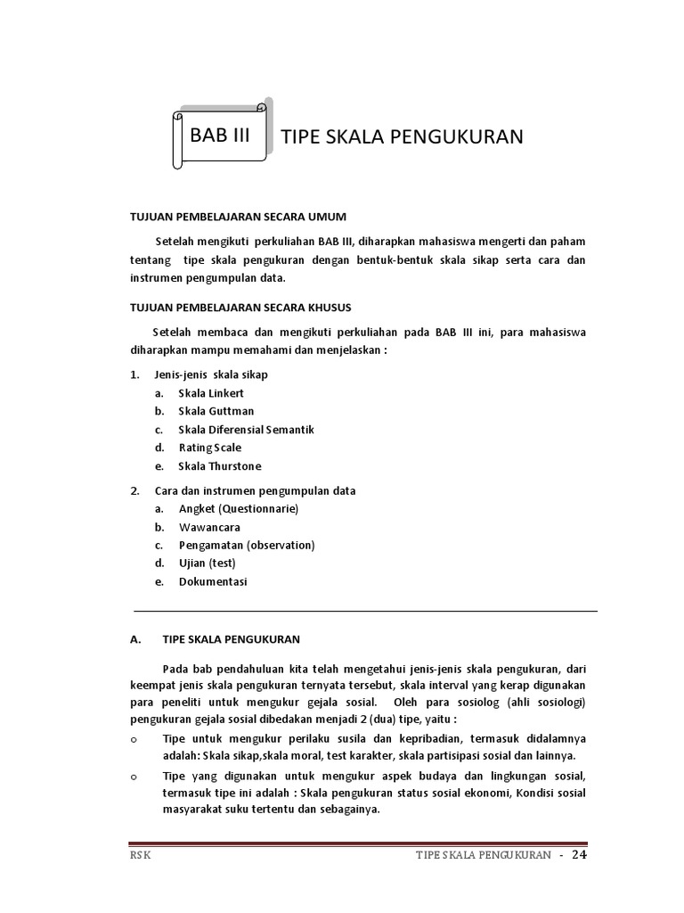 Tipe Skala Pengukuran dalam Penelitian | PDF