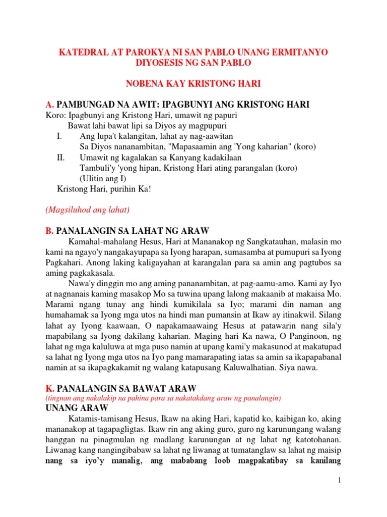 Nobena Kay Kristong Hari | PDF