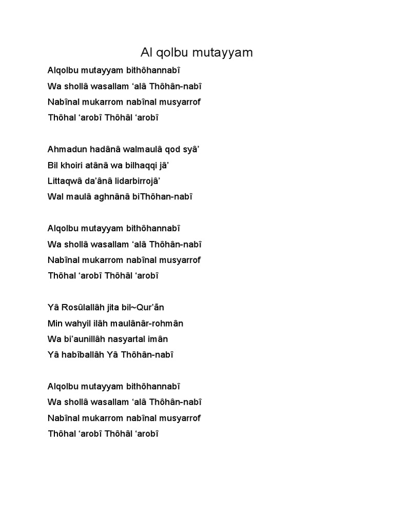 Al Qolbu Mutayyam | PDF