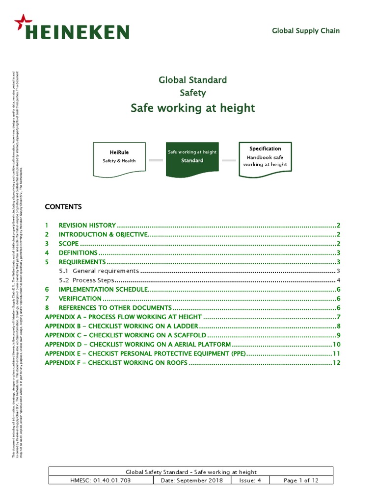 Safe Working at Height Standards | PDF