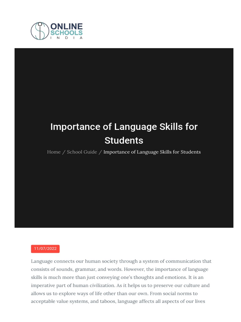 Importance of Language Skills For Students | PDF | Language Acquisition ...