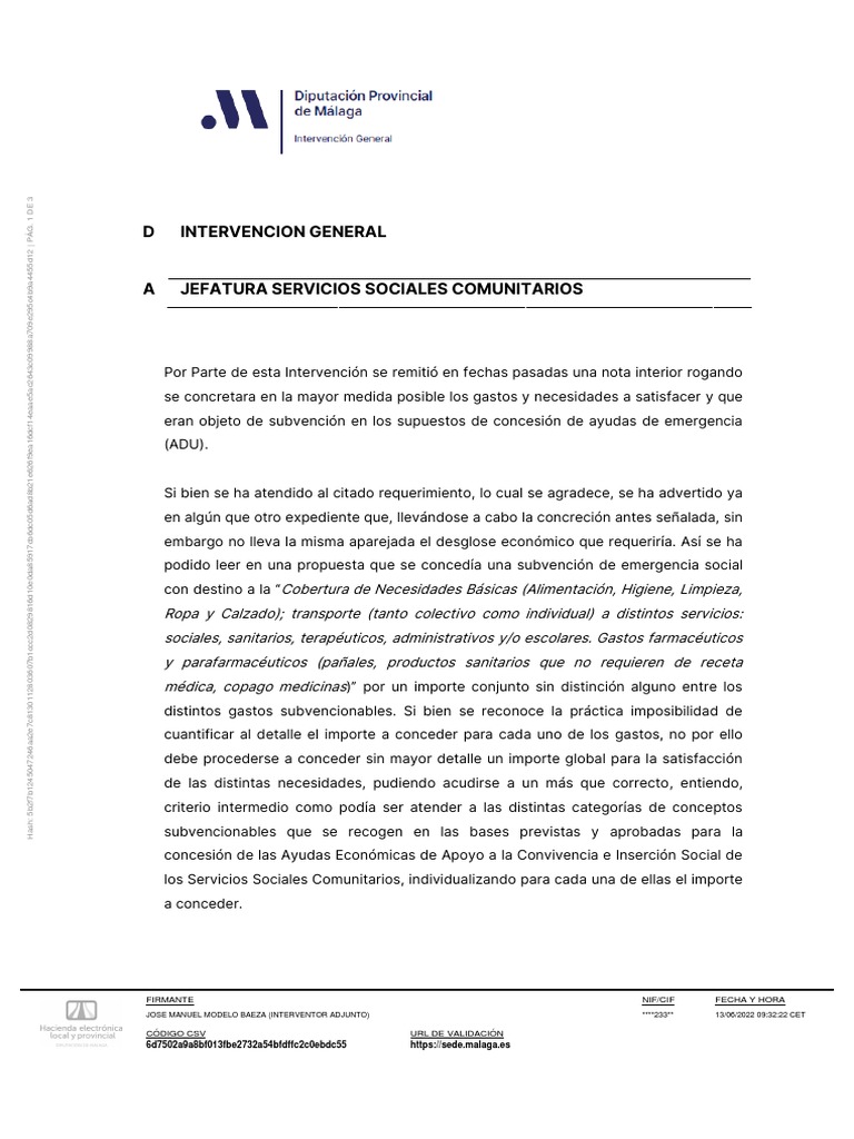 NI - 2 - PRECISAR - OBJETO - AYUDAS - EMERGENCIA (1) - Nota Interior | PDF | Trabajo Social ...